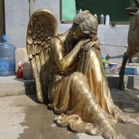 China Large Size Outdoor Garden Decor Classical Golden Angel Statue Casting Bronze Victory Goddess Sculpture For Sale for sale