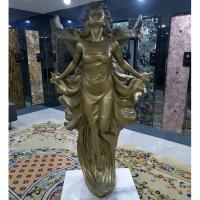 China Large Size Outdoor Garden Decor Classical Golden Angel Statue Casting Bronze Victory Goddess Sculpture For Sale for sale
