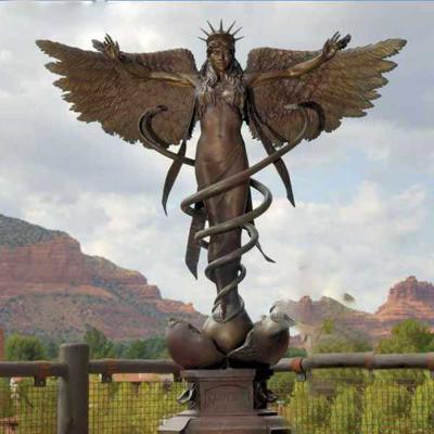China Custom Outdoor Decoration Life Size Bronze Angel Sculpture Metal Casting Brass Famous Religious angel Statue For Sale for sale