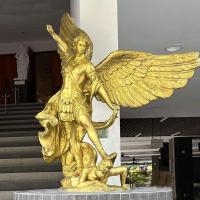 China Custom Outdoor Decoration Life Size Bronze Angel Sculpture Metal Casting Brass Famous Religious angel Statue For Sale for sale