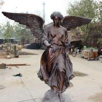 China Custom Life Size Handmade Bronze Angel Sculpture Folk Art Handmade Casting Metal Craft for sale