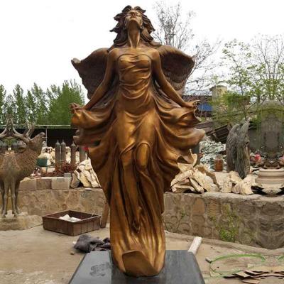 China Factory Custom Large Outdoor Silicon Bronze Cast Bethesda angel statue water fountain sculpture For Sale for sale