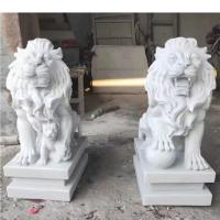 China Handmade Life size Lion animal statue Custom White sculpture decoration Giant marble lion sculpture for decor for sale