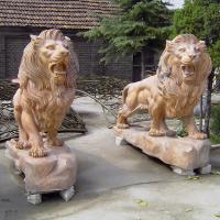 China Garden Decoration Marble Sculptures Sichuan White Jade Lion Carvings For Outdoor Decor for sale