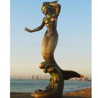 China Outdoor Decoration White Bronze Lady Mermaid Statue with Opening Arm For Garden for sale