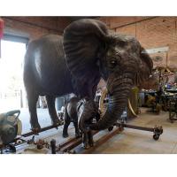 China Custom Life Size Black brass sculpture bronze baby elephant statue for garden decor for sale
