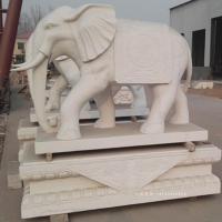 China Outdoor Garden Decoration Life Size Garden Marble Lion Statue Stone Animal Marble Elephant Sculpture For Sale for sale
