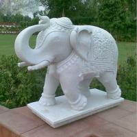 China Outdoor Garden Decor Life Size Elephant Statue Made of Natural Stone Marble Sculpture for sale