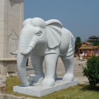 China Factory Supply Outdoor Handmade White Marble elephant Sculpture Hand Carved Natural Stone Statue Bulk Product For Sale for sale