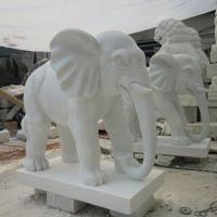 China Traditional Design Life Size Marble Elephant Sculpture Ready for Outdoor Garden Decor for sale