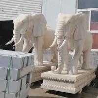 China Factory Custom natural stone animal elephant statue sculpture hand carved garden door decor carved marble elephant statue for sale
