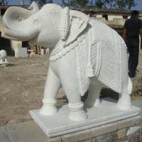 China Factory Custom natural stone animal elephant statue sculpture hand carved garden door decor carved marble elephant statue for sale