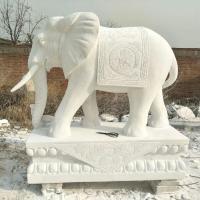 China White Outdoor Decorative Garden Hand Carved Stone Marble Animal Statue Elephant Statue for Sale for sale