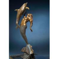 China Custom Western Style Life Size Metal Mermaid Sculpture Large Beautiful Cast Bronze Mermaid Statue for sale