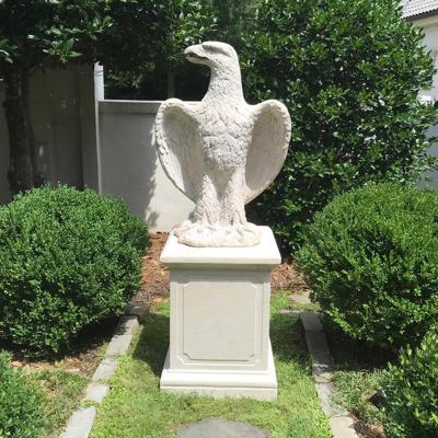 China Full Hand Carved Garden Decor Modern Art Polish Stone Marble Granite Eagle Statue Sculpture With Wings For Sale for sale