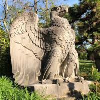 China Full Hand Carved Garden Decor Modern Art Polish Stone Marble Granite Eagle Statue Sculpture With Wings For Sale for sale