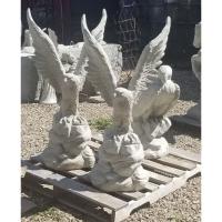 China Full Hand Carved Garden Decor Modern Art Polish Stone Marble Granite Eagle Statue Sculpture With Wings For Sale for sale