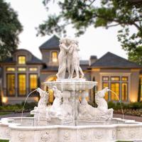 China Handmade White Lion Natural Marble Garden Fountain Hand Carved Custom Marble Wall Fountain for Sale for sale