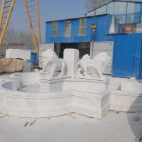 China Custom Large Marble Lion Water Fountains Large Custom Made Marble Figure Sculpture Water Fountain for Outdoor for sale