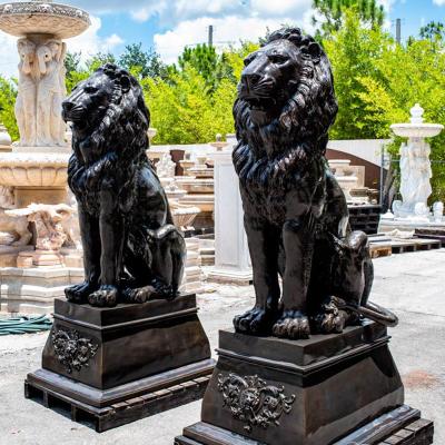 China Customized Outdoor Garden Decor Life Size Art Deco Cast Metal Bronze Lion Sculpture for sale