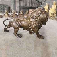 China Customized Outdoor Garden Decor Life Size Art Deco Cast Metal Bronze Lion Sculpture for sale