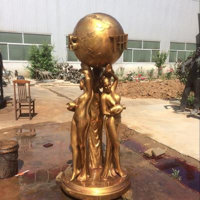 China Street Decor Full Size Bronze The World is Yours Statue Carved by Experienced Artisans for sale