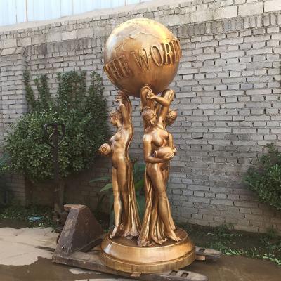 China Factory Custom Garden Park Bronze Large Sculpture the World is Yours Scarface Globe Statue for Sale for sale