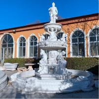 China Modern Design Style Marble Water Fountain for Garden Custom Handmade White Marble for sale