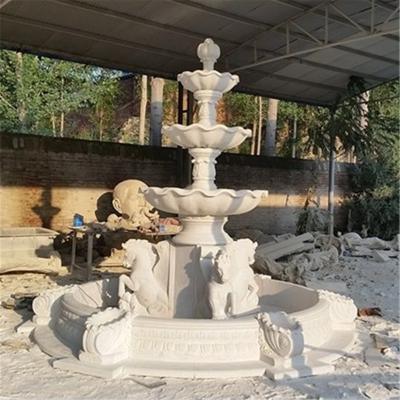 China Modern Outdoor Garden Decoration Large Natural Stone Garden Marble Water Fountain With Horse For Sale for sale