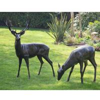 China Life Size Bronze Deer Garden Statues Casting Metal Craft Elk Statue Christmas Decoration for sale