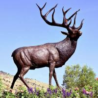 China Outdoor art life size bronze metal animal sculpture brass deer elk statue For Sale for sale