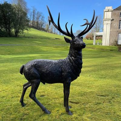 China Custom Modern Art Garden Outdoor Decoration Life Size Cast Metal Brass Bronze Elk Sculpture Deer Statue For Sale for sale