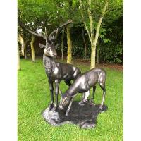 China Custom Outdoor Garden Decoration Cast Antique Life Size Metal Statues De Cerf Bronze White Tail Whitetail Deer Statue for sale