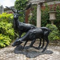 China Custom Outdoor Garden Decoration Cast Antique Life Size Metal Statues De Cerf Bronze White Tail Whitetail Deer Statue for sale