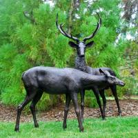 China Cast aluminum life size bronze deer statue for garden and home decor, stag and doe set garden sculpture For Sale for sale