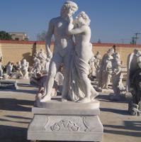 China Custom Life Size Natural Stone Hand Carved Ancient Greek Famous Nude Male Garden Statues Marble Kiss Sculpture For Sale for sale