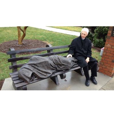 China Custom Life Size Outdoor Religious Catholic Cast Metal Bronze Homeless Jesus Statue for Sale for sale