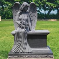 China Handmade Carving Tombstone Upright Headstone Black Granite American Style Tombstone and Monument For Sale for sale