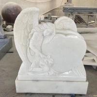 China Modern Design Style Black Marble Angel Tombstone Headstone Sculpture Customized Size for sale