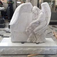 China Custom Factory Customized Large European Style Black Marble Angel Statue Tombstone Monument For Graves for sale