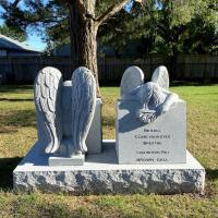 China Customized Blank Black Marble Granite Antique Headstone Memorial Stones Gravestone with Weeping Angel Statue For Sale for sale