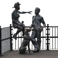 China Outdoor Garden Decor Custom Engraved Antique Classical Metal Cowboy with Dog Sculpture for sale
