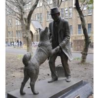 China Outdoor Garden Decor Custom Engraved Antique Classical Metal Cowboy with Dog Sculpture for sale