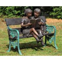 China metal sculpture custom made children on bench large outdoor bench sculpture For Sale for sale