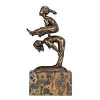 China Carved European Bronze Children Fishing Sculpture for Modern Outdoor Garden Decoration for sale