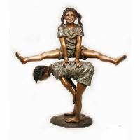 China Handmade Garden Decor Modern Metal Art Bronze Color Cast Brass Children Sculpture for sale