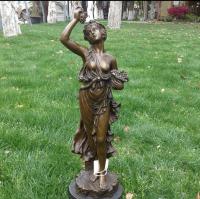 China Handmade Garden Decor Modern Metal Art Bronze Color Cast Brass Children Sculpture for sale