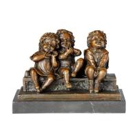China Handmade Garden Decor Modern Metal Art Bronze Color Cast Brass Children Sculpture for sale