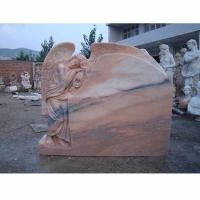China Hot Sale Unique Cemetery Headstones Large luxury Red Granite Marble Virgin Mary Statue Gravestone Tombstone Prices for sale
