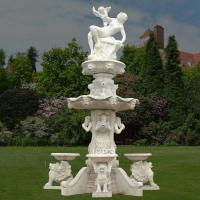 China Custom Outdoor Garden Decor Handmade Natural Stone White Marble Water Fountain For Garden Decoration for sale